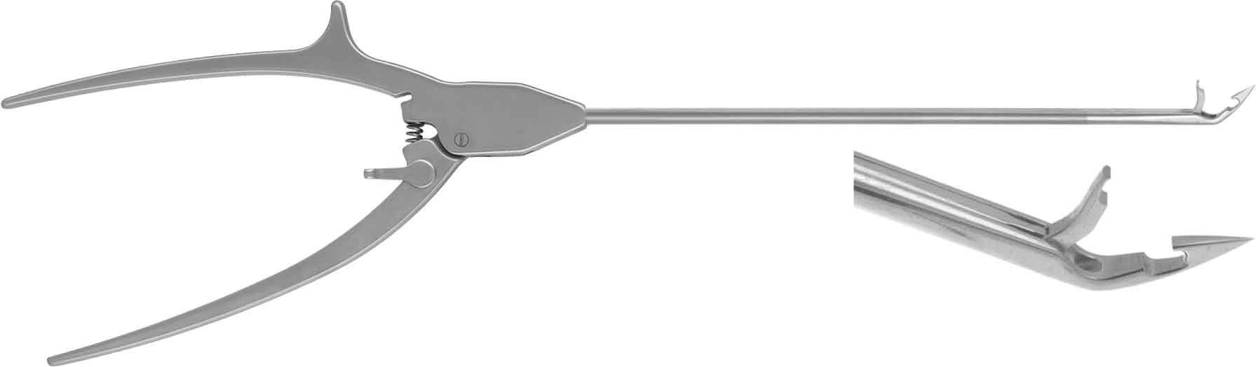 SUTURE HOOK / GUIDE INSTRUMENT, 155MM, BIRD BEAK, 40° UPBITER, AXIAL HANDLE
