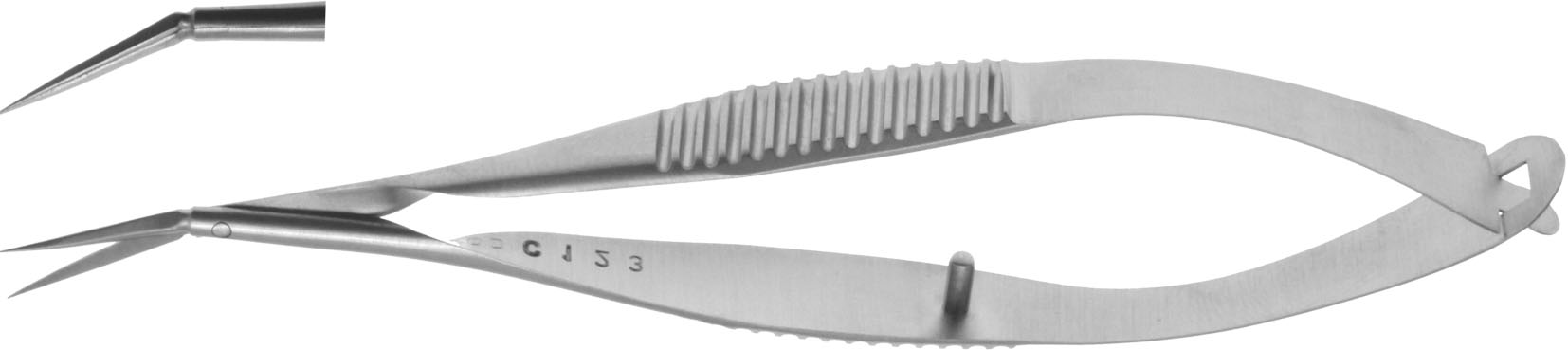 STERN-GILLS CAPSULE SCISSORS 105MM ANGLED UP, 10MM BLADES, EXTRA THIN