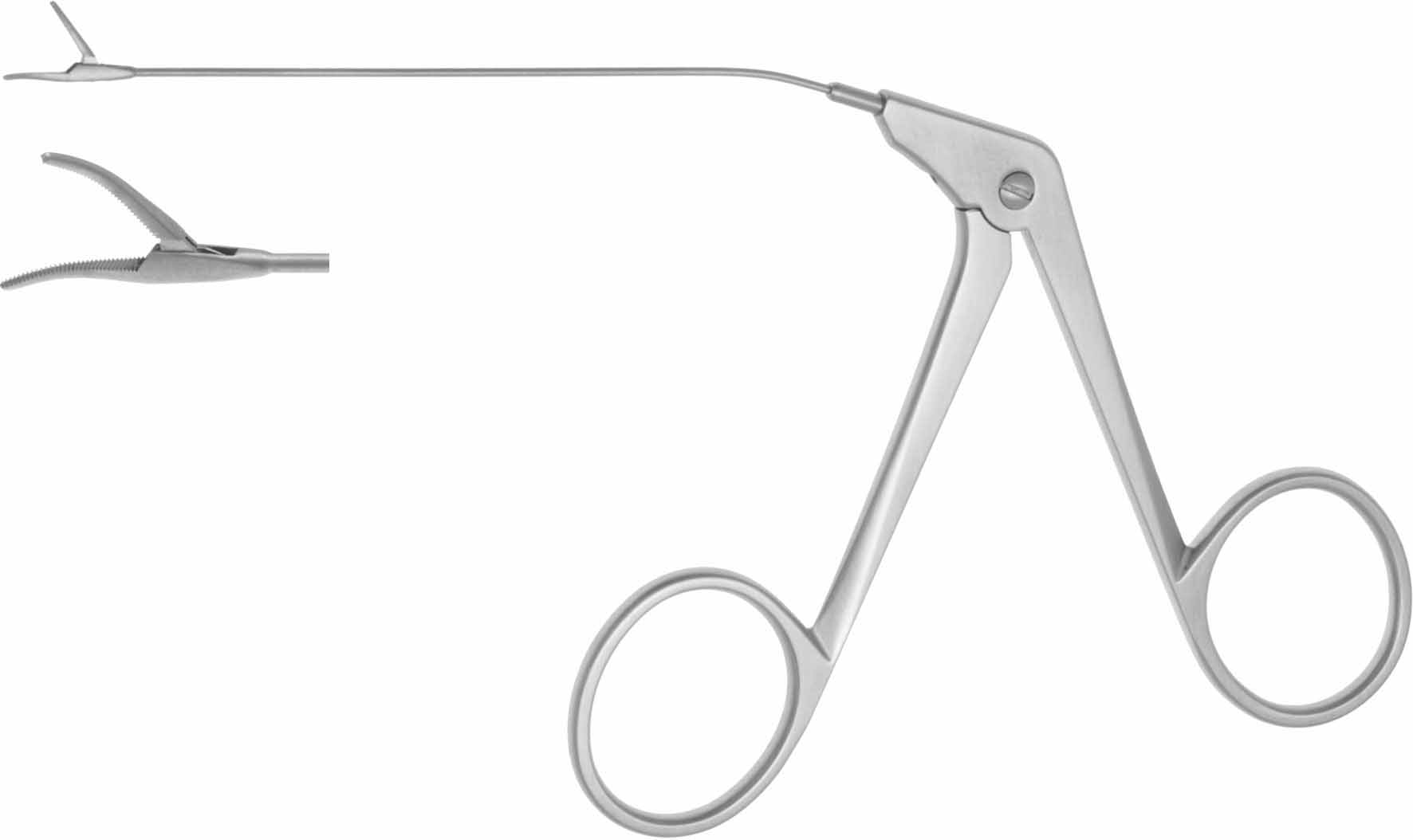 MICRO ALLIGATOR EAR FORCEPS 80MM, CURVED LEFT, JAWS 0,5X7,0MM, SERRATED ...